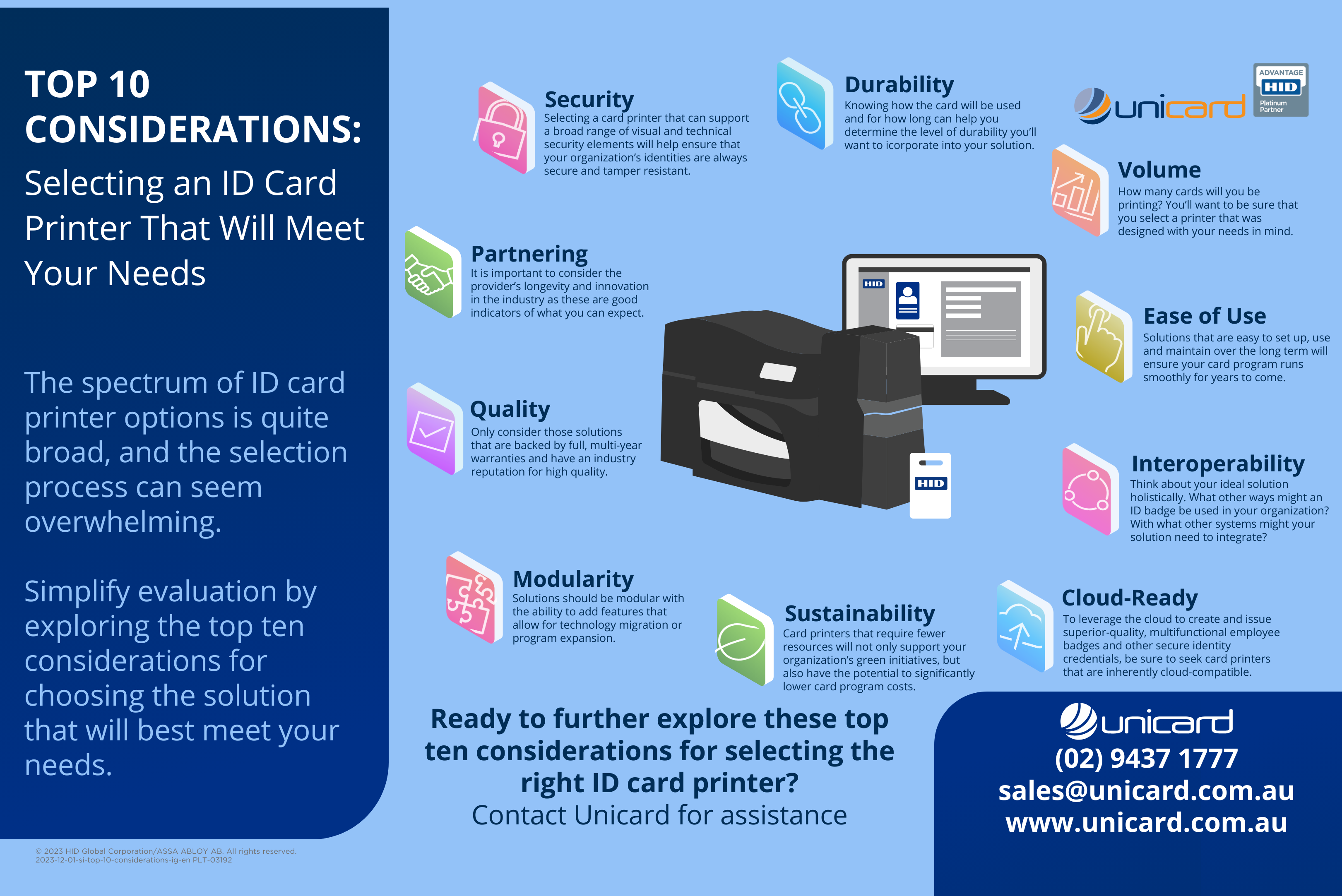 Top 10 considerations when selecting a card printer : Unicard